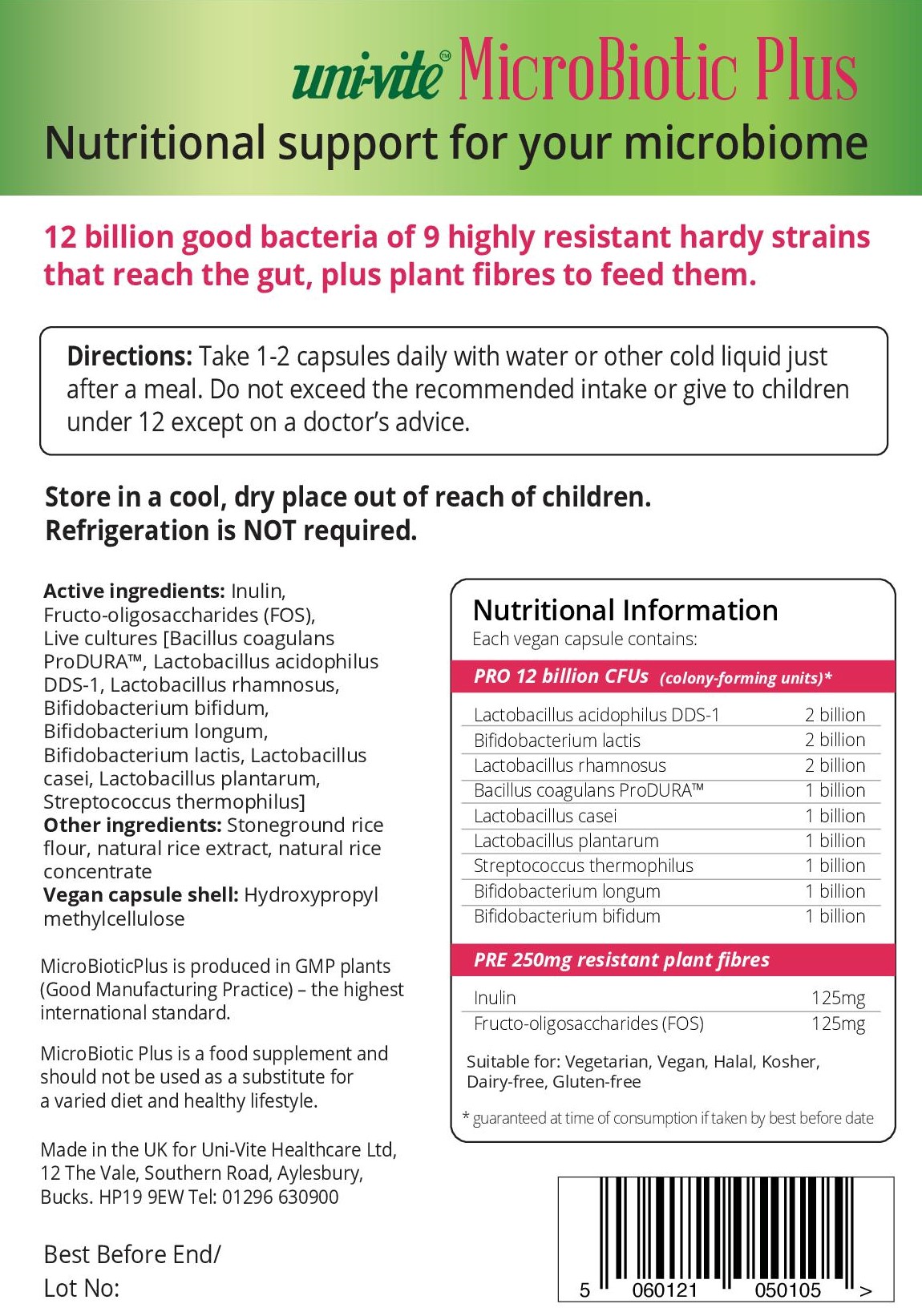 MicroBiotic Plus Pack of 60 - Uni-Vite Healthcare